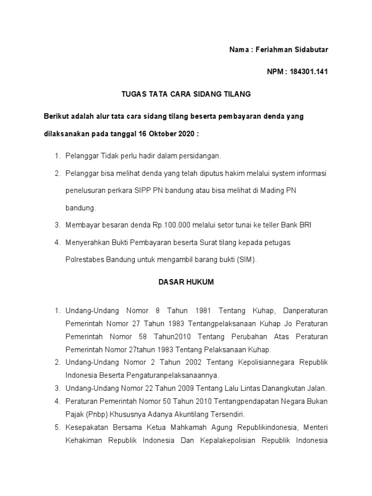 Tugas Tilang Feri | PDF