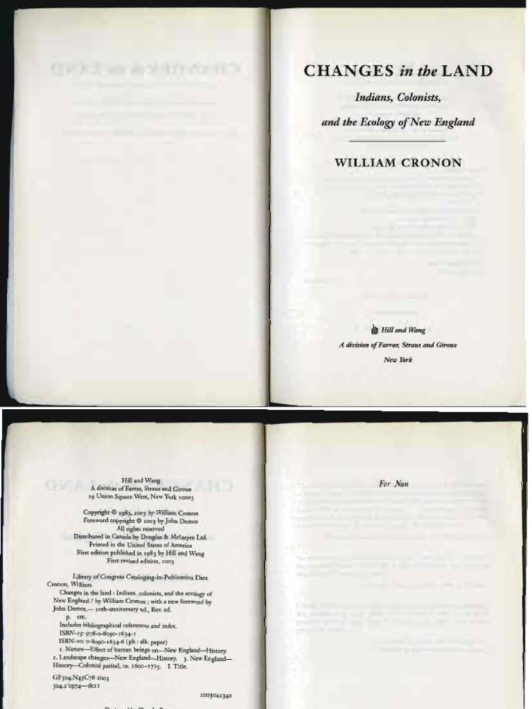 Cronon Changes in The Land | PDF
