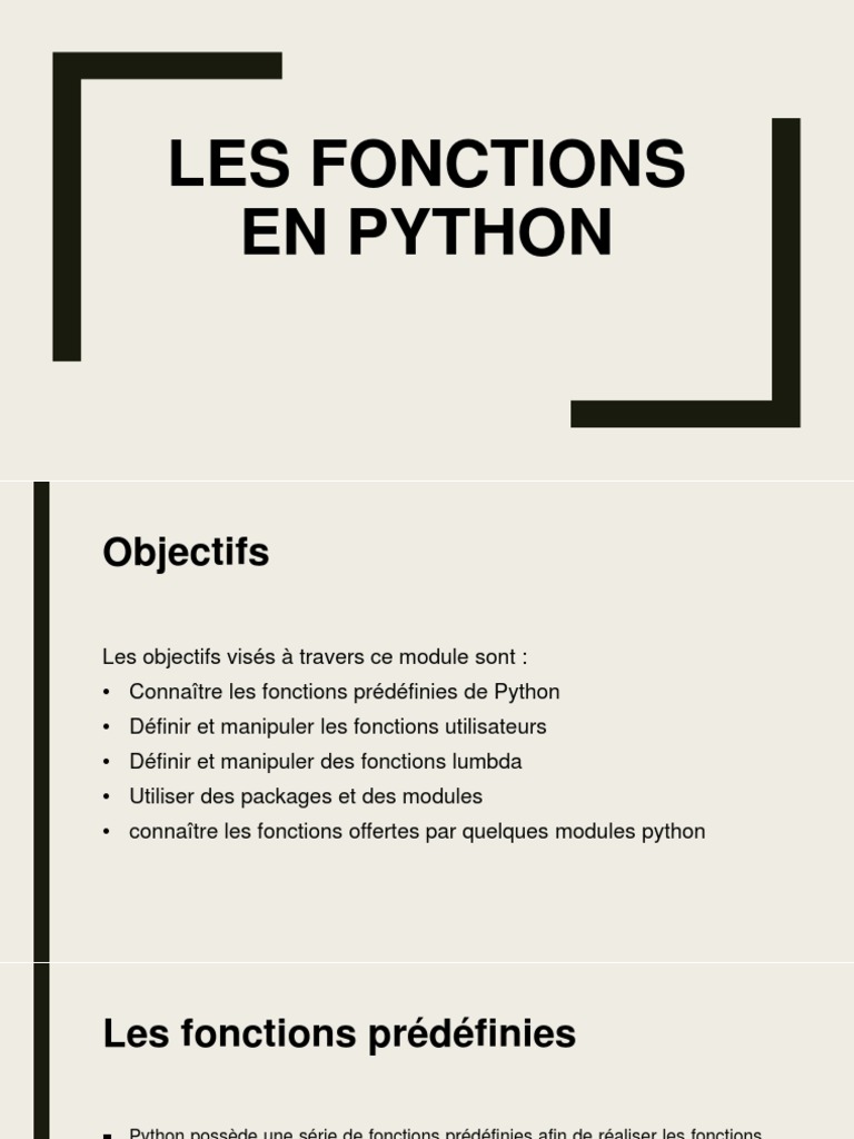 Les Fonctions en Python | PDF | Python (Langage de programmation ... Les Fonctions en Python | PDF | Python (Langage de programmation ...