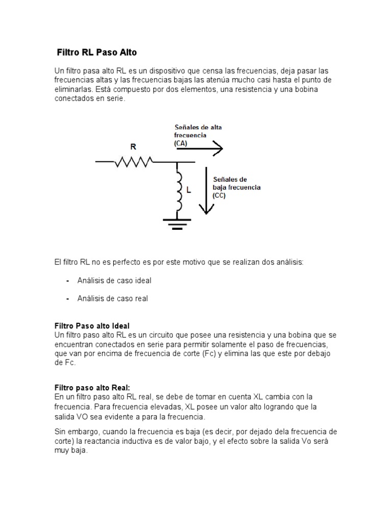 Filtro RL Paso Alto | PDF