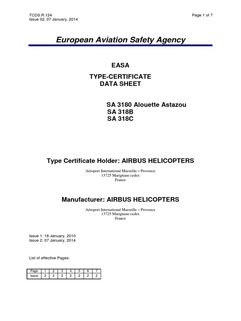 Certification Type Certificates Docs Rotorcraft EASA TCDS R.124 Airbus ...