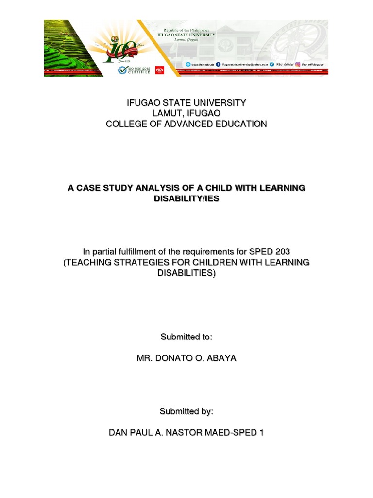 Case Study Analysis | PDF | Learning Disability | Self Esteem