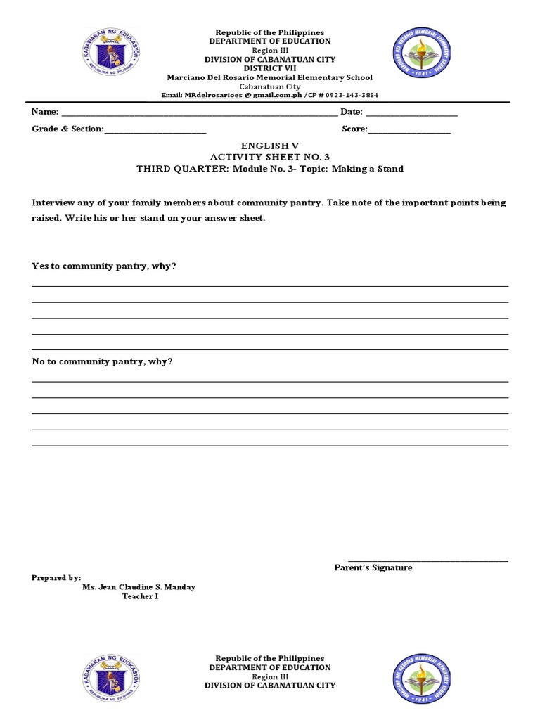 PT AND LAS-Grade5-Module3-English | PDF | Learning | Behavior Modification