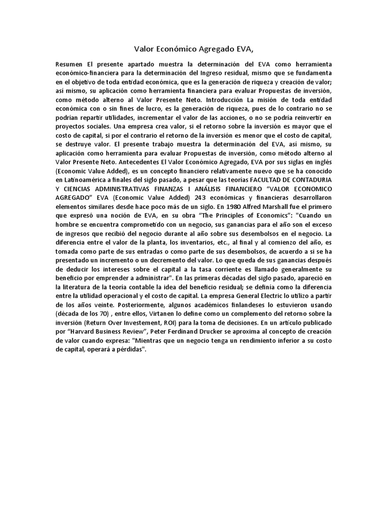 Metodo Eva | PDF | Riqueza | Inversiones