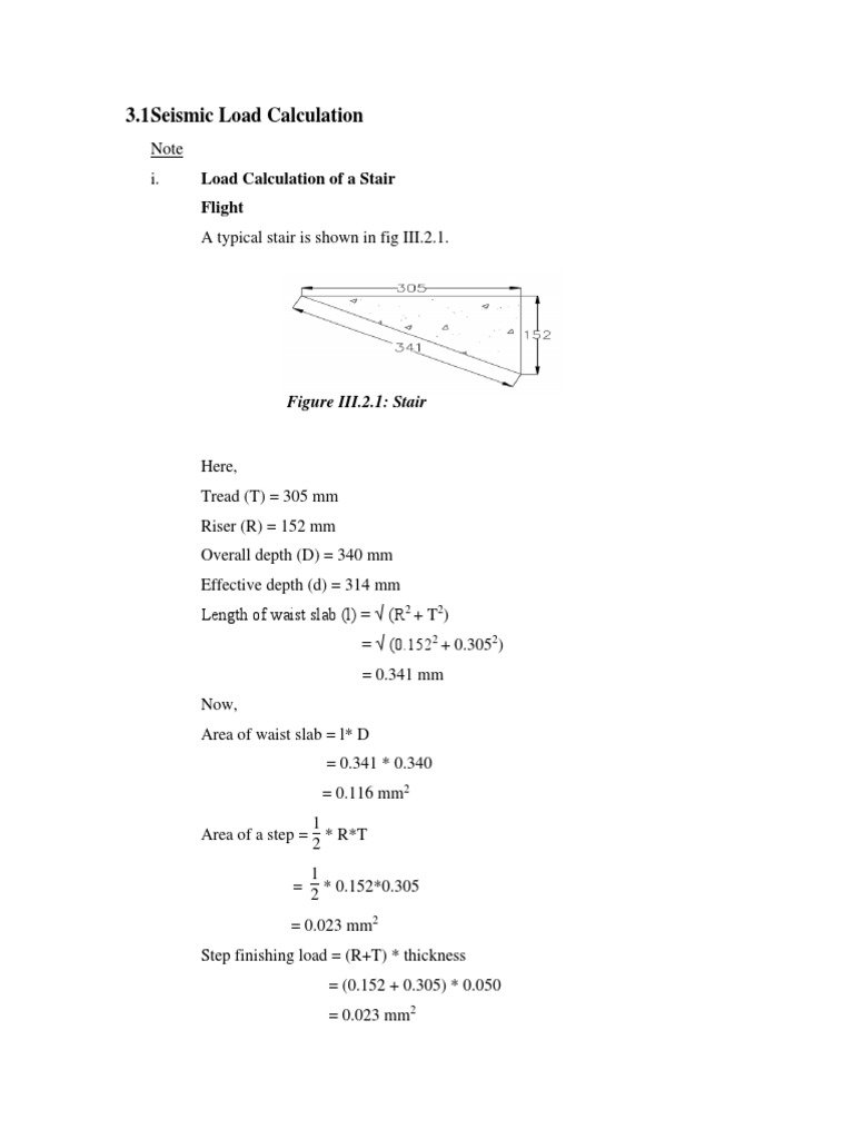 Seismic Load and Staircase Weight Calculation | PDF | Stairs | Beam ...