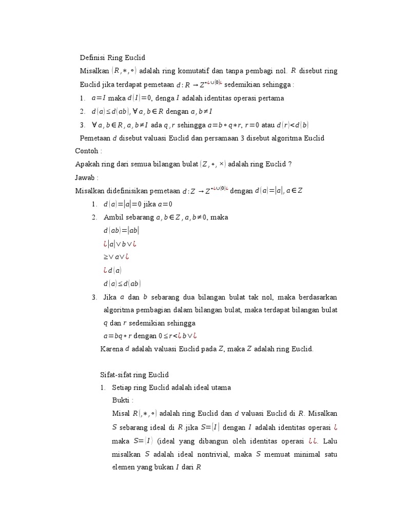 Definisi Ring Euclid | PDF