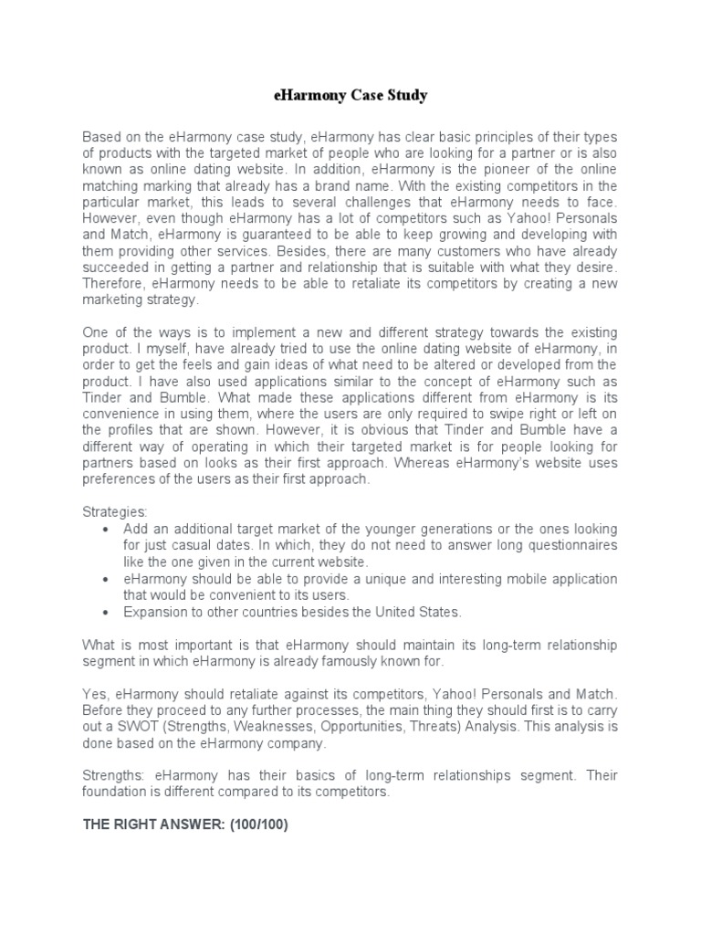 Eharmony Case Study | PDF | Online Dating Service | Tinder (App)