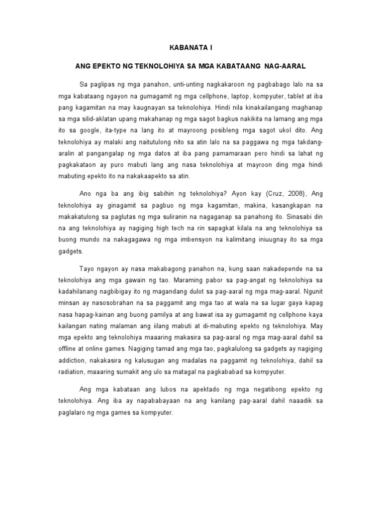 Ang Epekto NG Teknolohiya Sa Mga Kabataang Nag Aaral PDF | PDF
