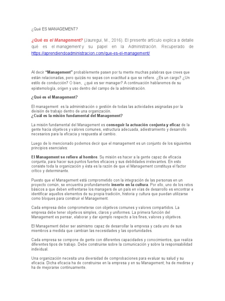 Que Es Management | PDF | Empresas | Conocimiento