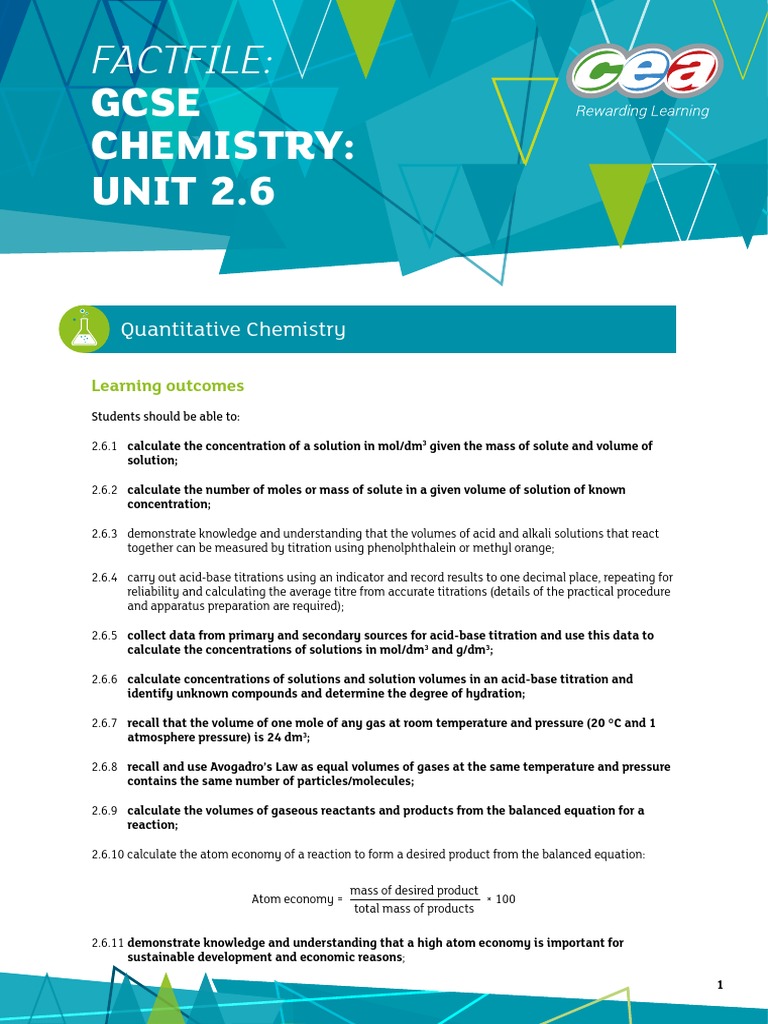Revised Gcse Chem Revised Support 26952 | PDF | Gases | Mole (Unit)
