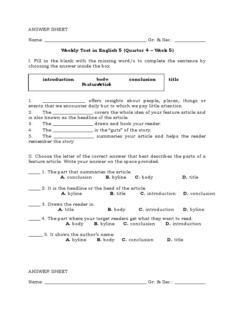 Weekly Test WK 5 | PDF