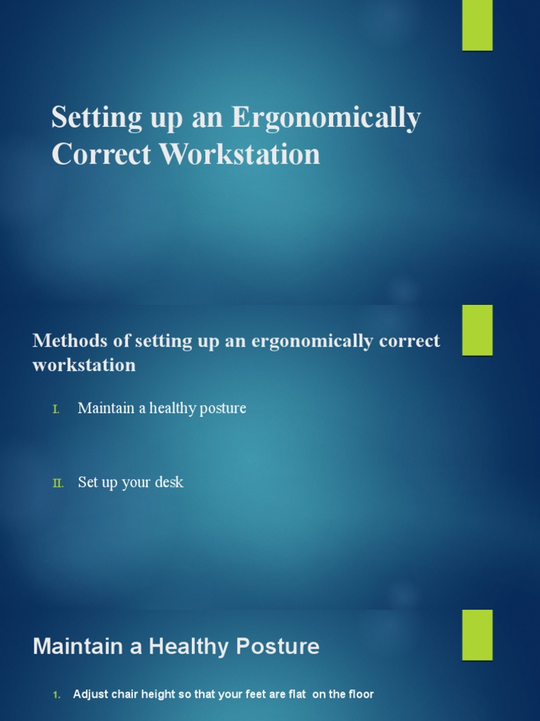 Setting Up An Ergonomically Correct Workstation-Presentation | PDF
