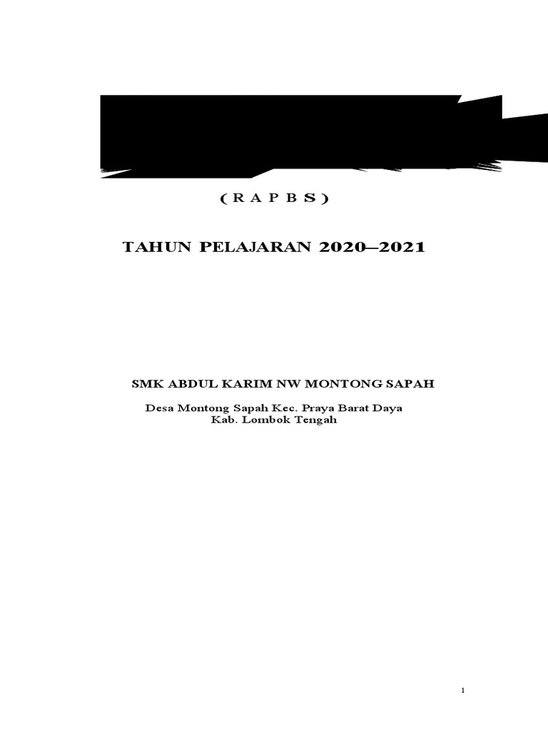 RAPBS SMK Abdul Karim 2020/2021 | PDF