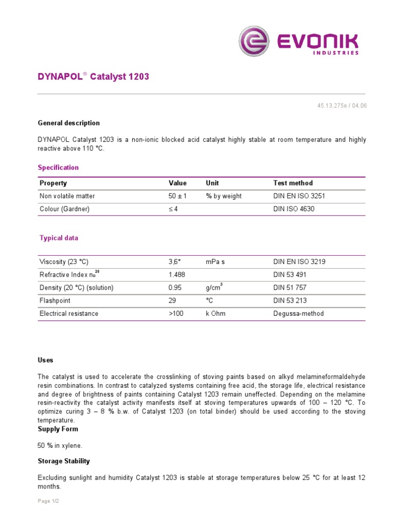 DYNAPOL Catalyst 1203 e | PDF