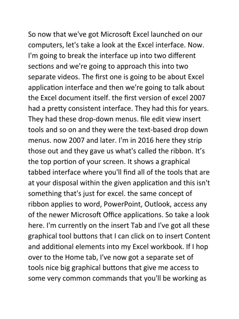 Excel Interface | PDF | Microsoft Excel | Graphical User Interfaces
