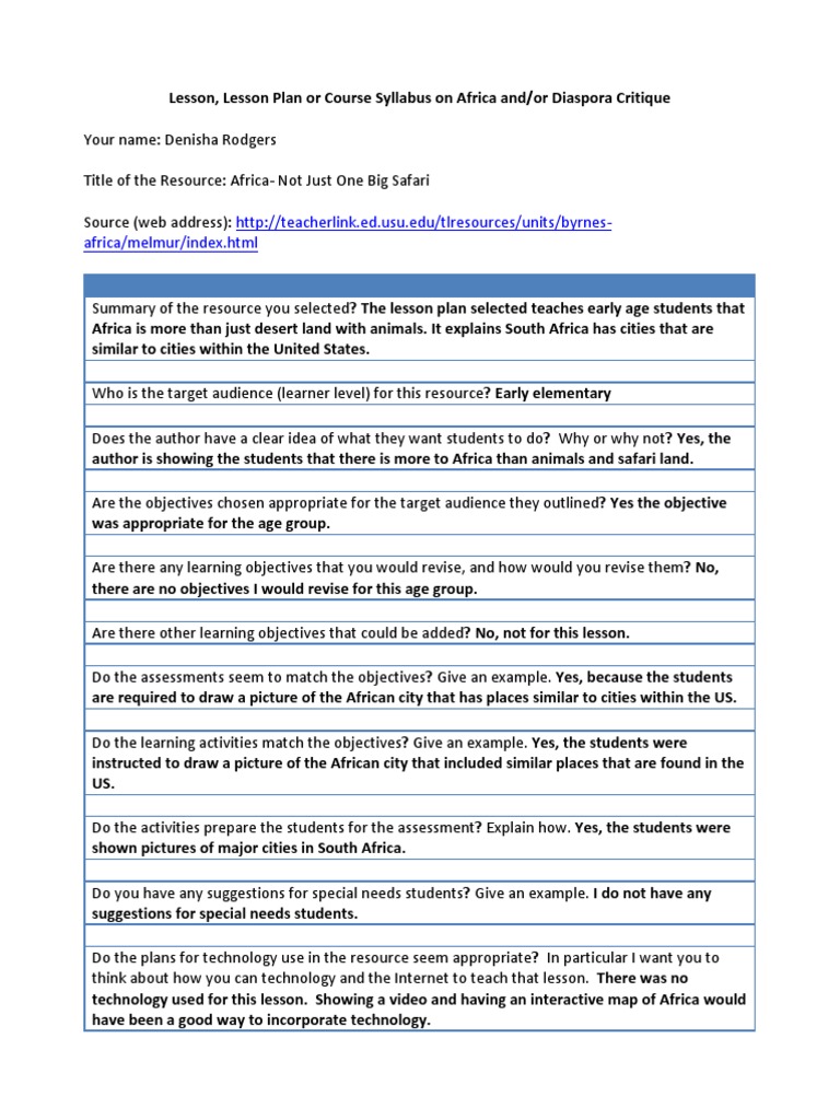 Activity 5 Lesson Critique | PDF | Lesson Plan | Educational Psychology