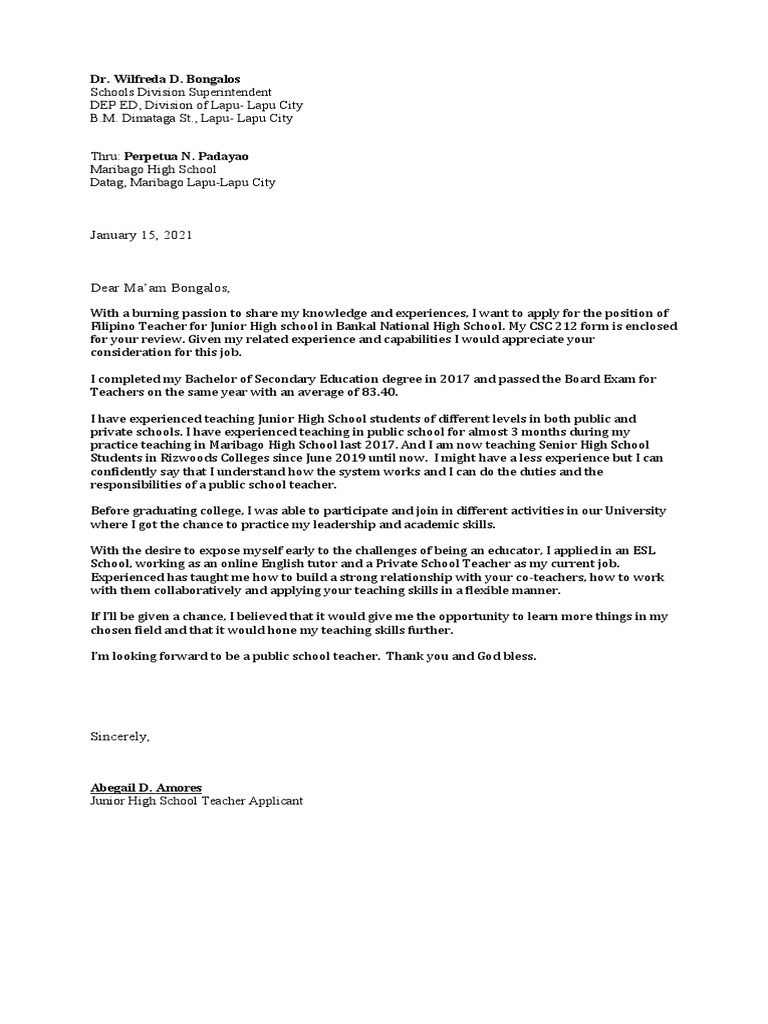 DepEd Application Letter