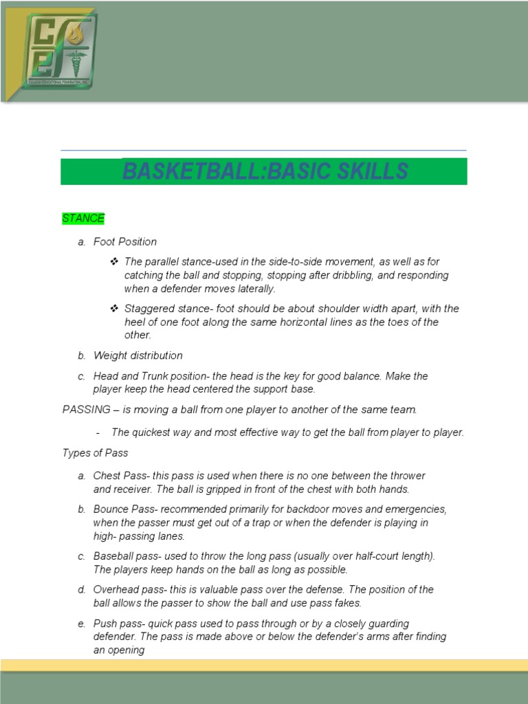 Basketball:Basic Skills: The Parallel Stance-Used in The Side-To-Side ...