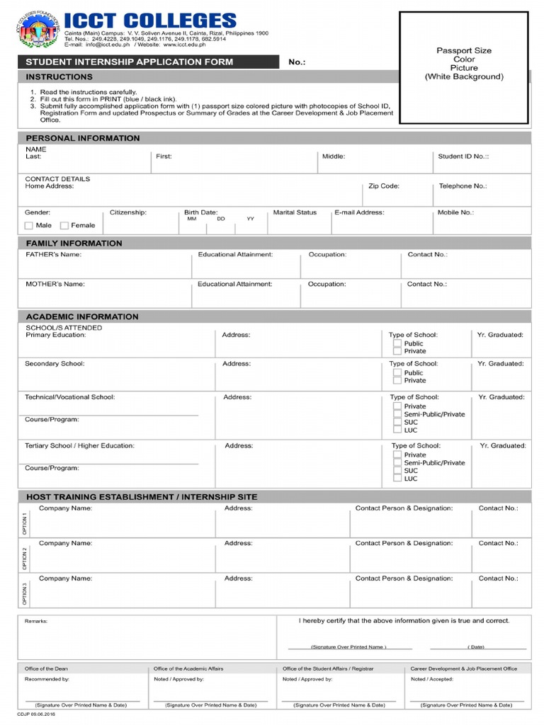 ICCT 2016 SIP Application Form Edit 2 | PDF
