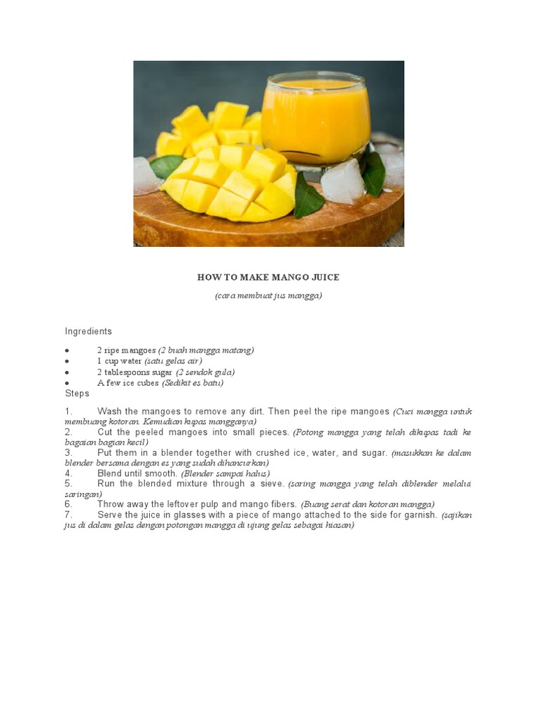 Teks Prosedur Membuat Jus Mangga | PDF