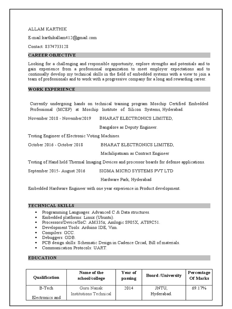 Karthik Resume 2021 | PDF | Input/Output | Arduino