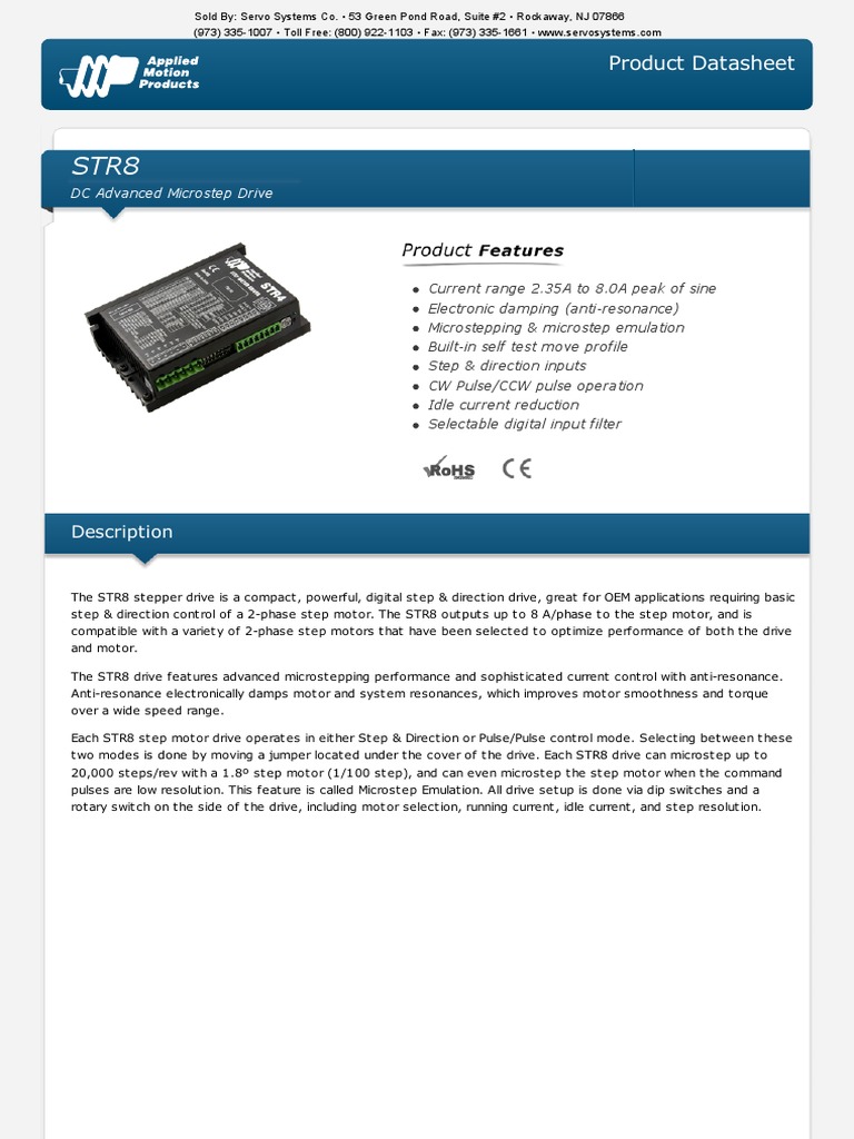 DC Advanced Microstep Drive Product Datasheet: STR8 Stepper Drive | PDF ...