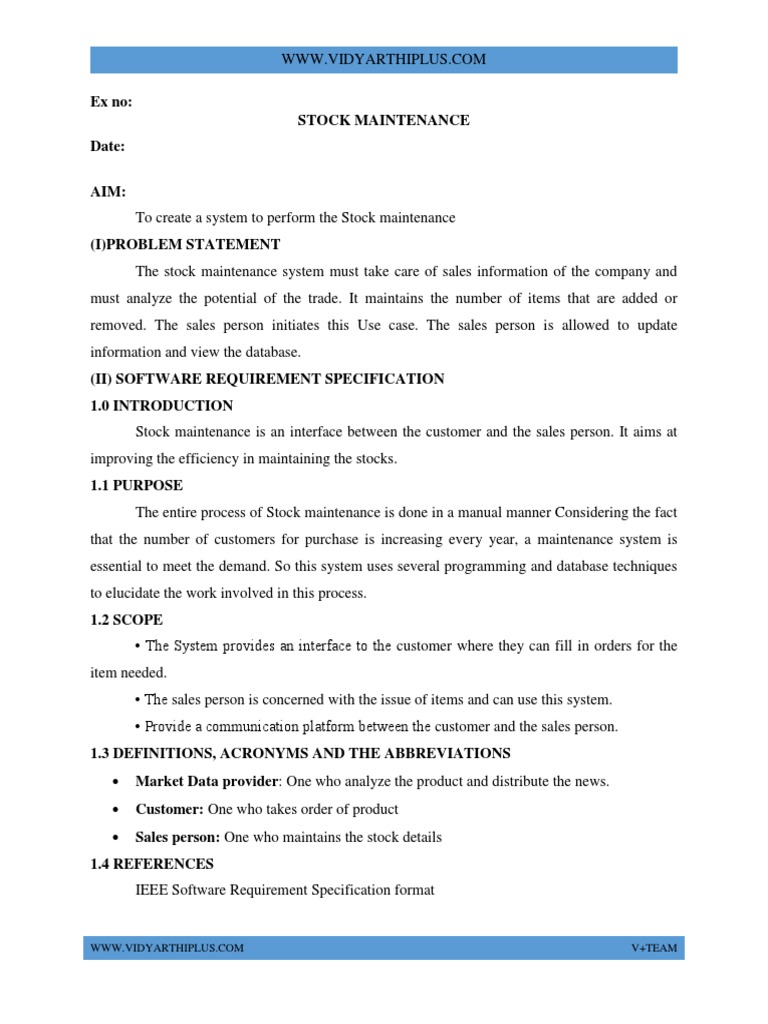 Stock Maintenance System | PDF | Use Case | Component Object Model