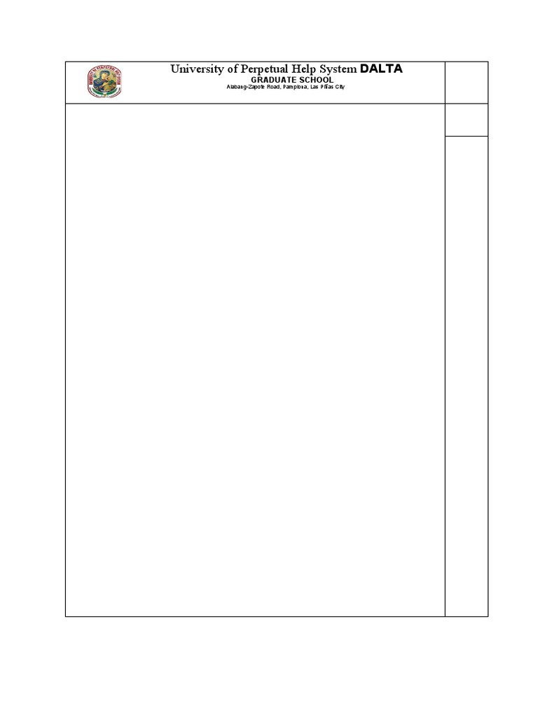 University of Perpetual Help System DALTA: Graduate School | PDF