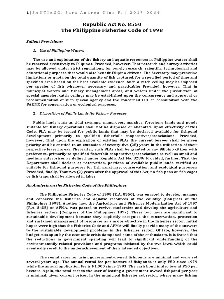 Philippine Fisheries Code Overview | PDF | Philippines | Natural ...