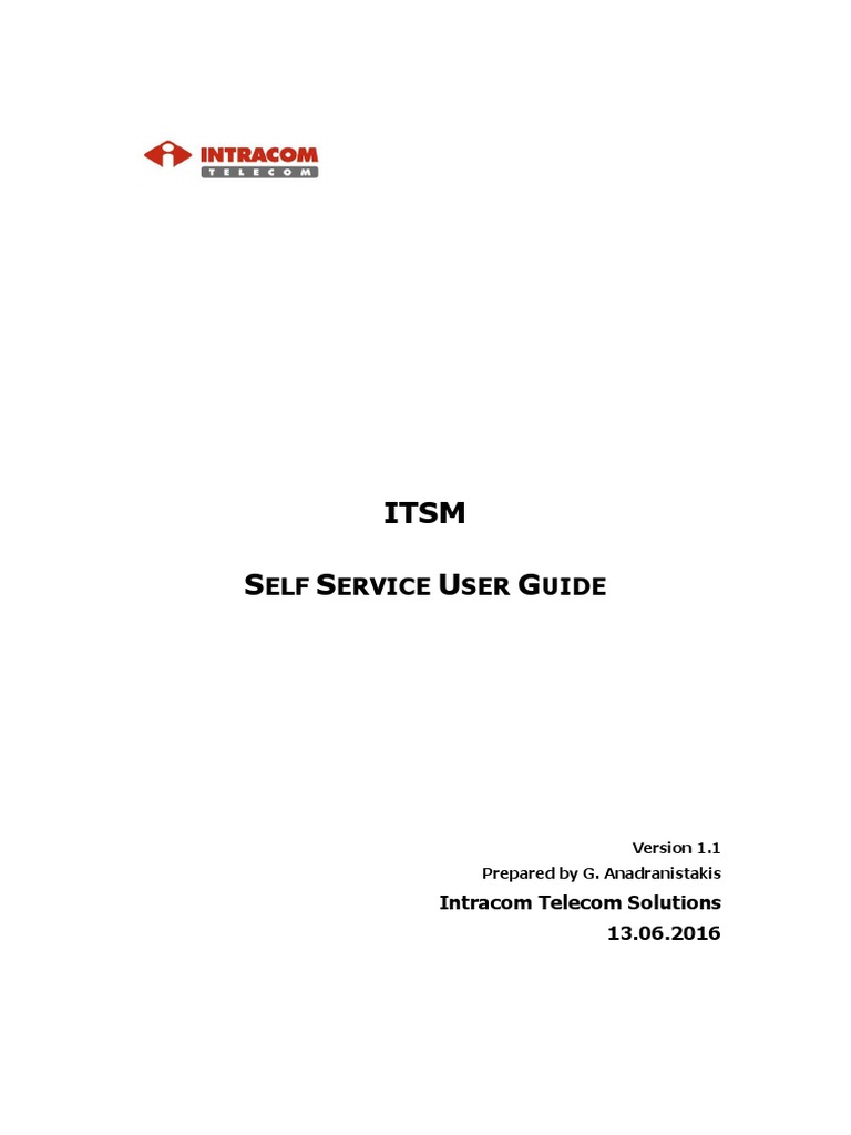 ITSM - Self Service - User Manual - v1.1 | PDF | It Service Management ...