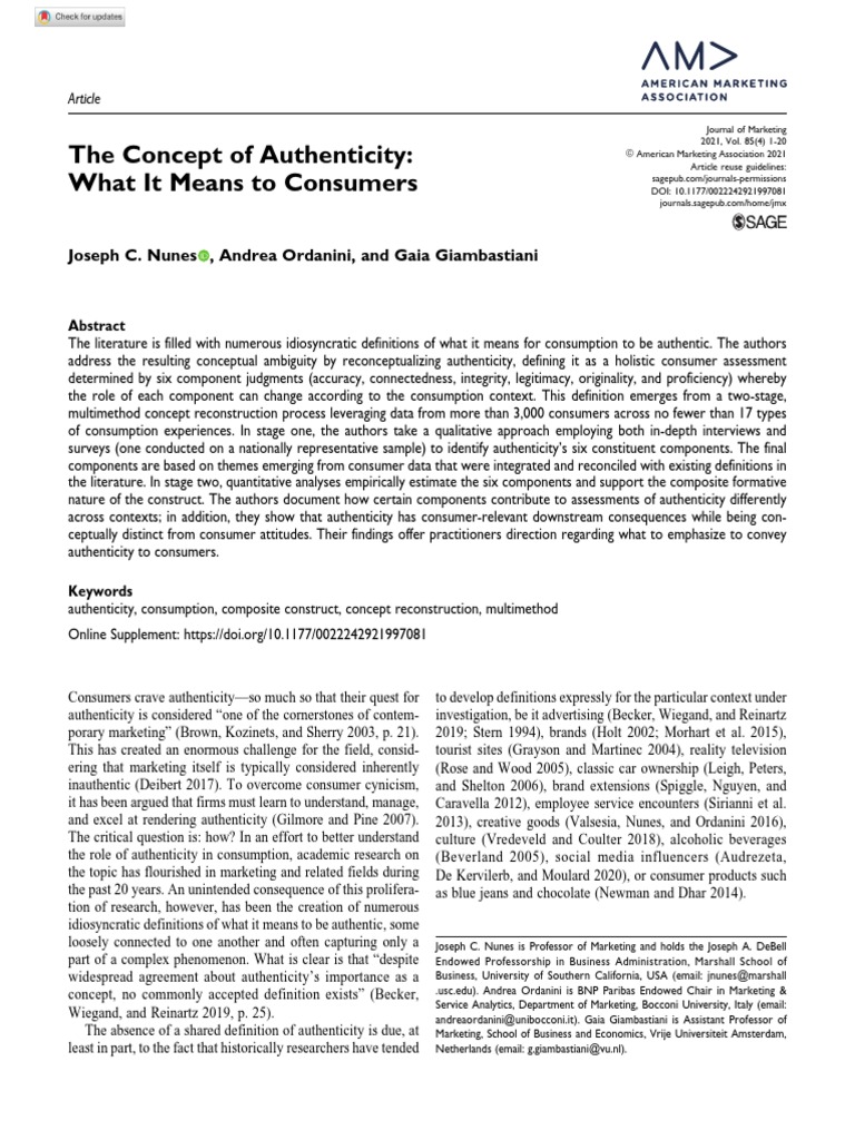 The Concept of Authenticity - What It Means To Consumers-1 | PDF ...