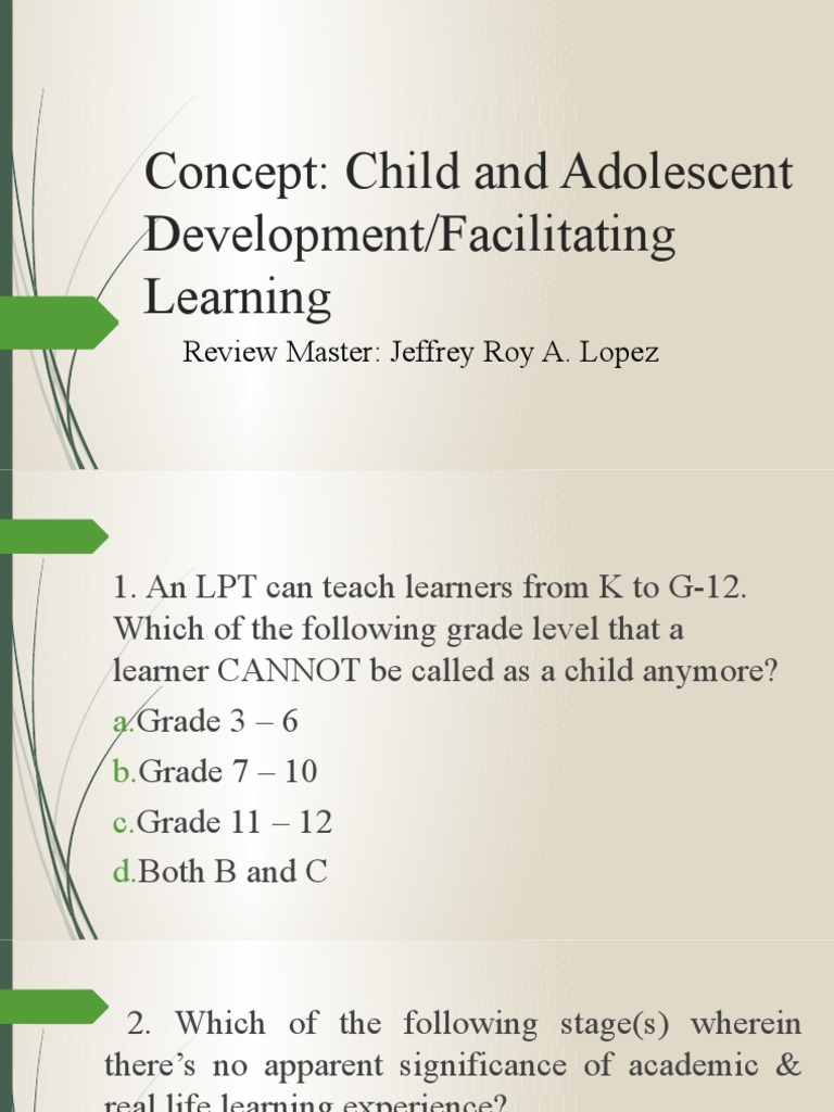 Concept Child And Adolescent Development Facilitating Learning Pdf