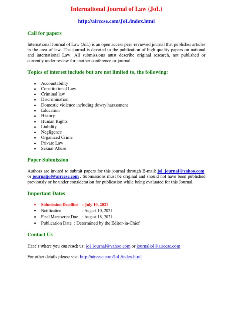 International Journal of Law (JoL) | PDF
