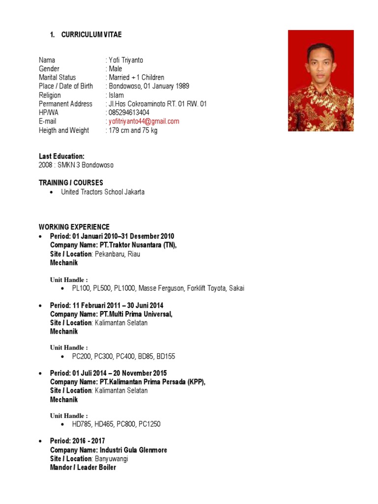 CV. Yof Triyanto | PDF