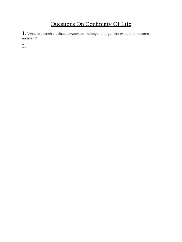 Questions On Continuity of Life | PDF