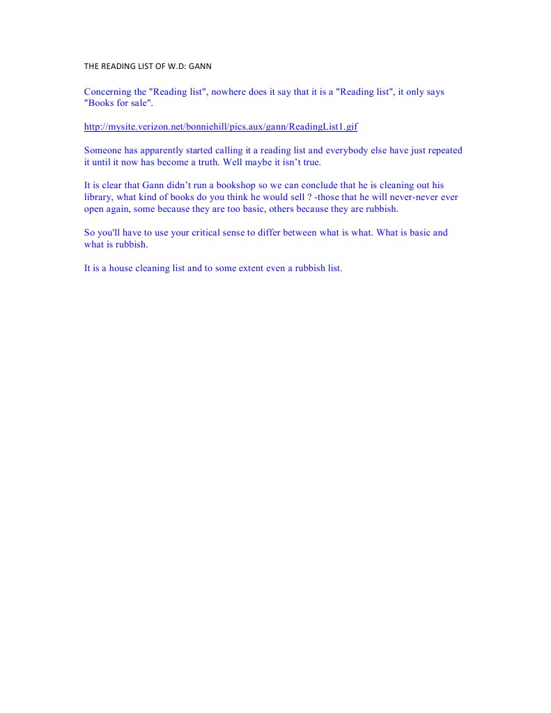 Truth About WD Gann Reading List | PDF | Home & Garden