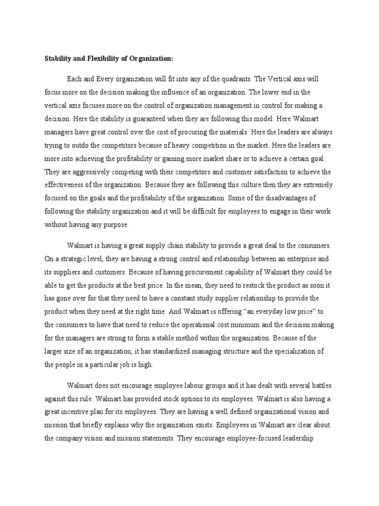 Organization Stability and Flexibility at Walmart | PDF | Walmart ...