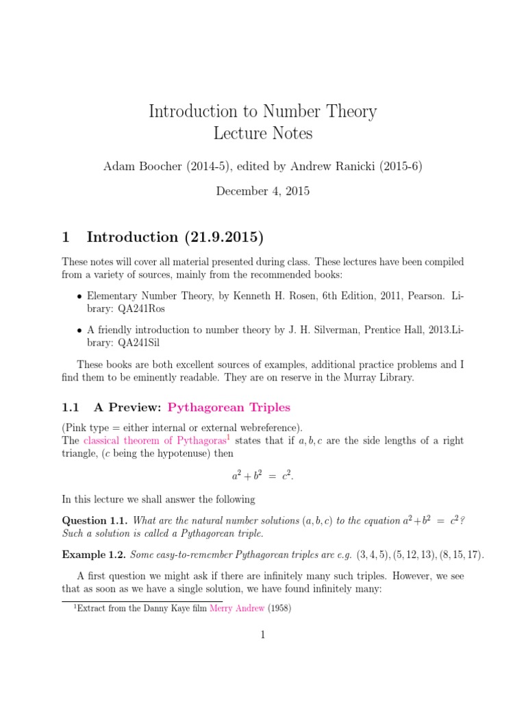 Number Theory Notes | PDF | Prime Number | Elementary Mathematics