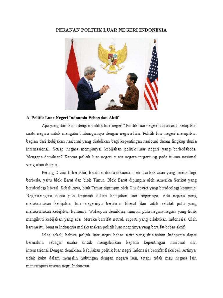 Peranan Kebijakan Luar Negeri Indonesia | PDF