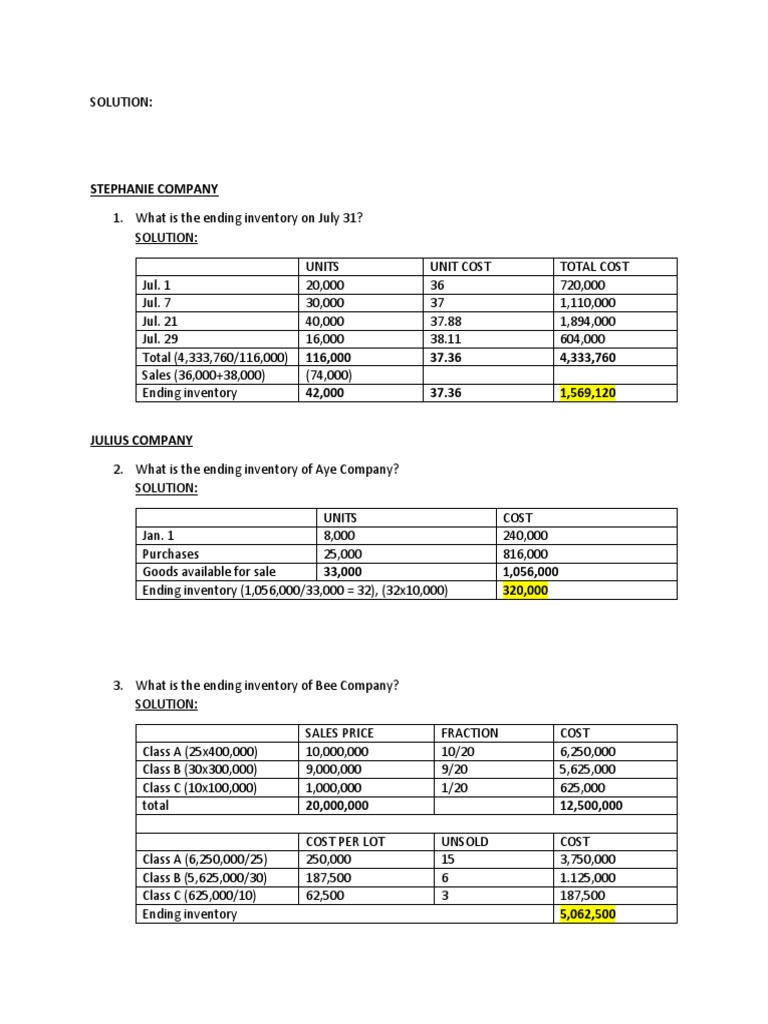 Accounting Problem Solving Solutions | PDF | Inventory | Supply Chain ...
