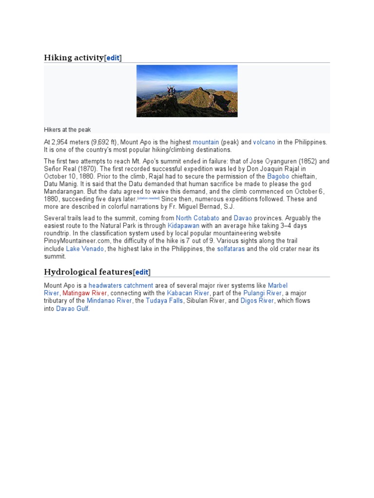 Hiking Activity: Mountain Volcano | PDF