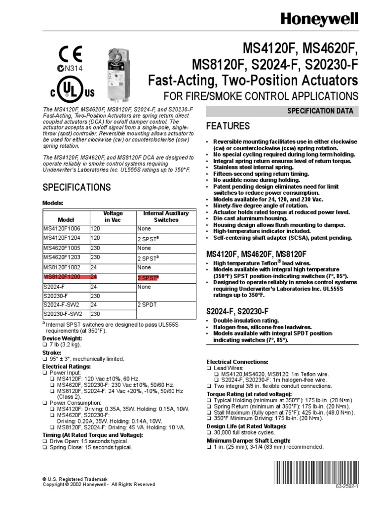 Honeywell - 20 NM Actuator | PDF | Switch | Electrical Wiring