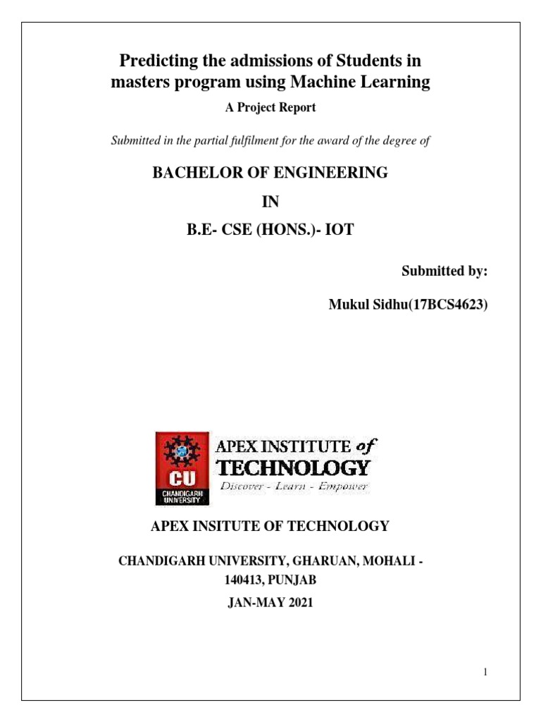 Predicting The Admissions of Students in Masters Program Using Machine ...