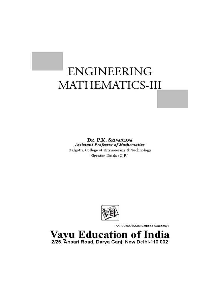Engineering Mathematics-Iii: Vayu Education of India | PDF | Derivative ...