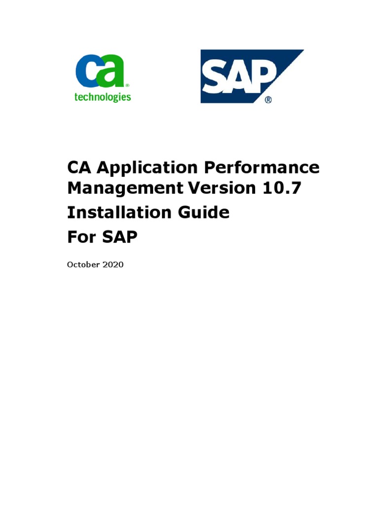 Ca Application Performance Management Installation Guide For Sap Pdf Java Programming