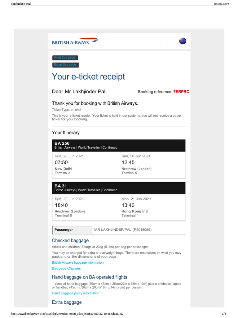 Ticket of Lakhjinder Pal | Download Free PDF | Fee | Airlines