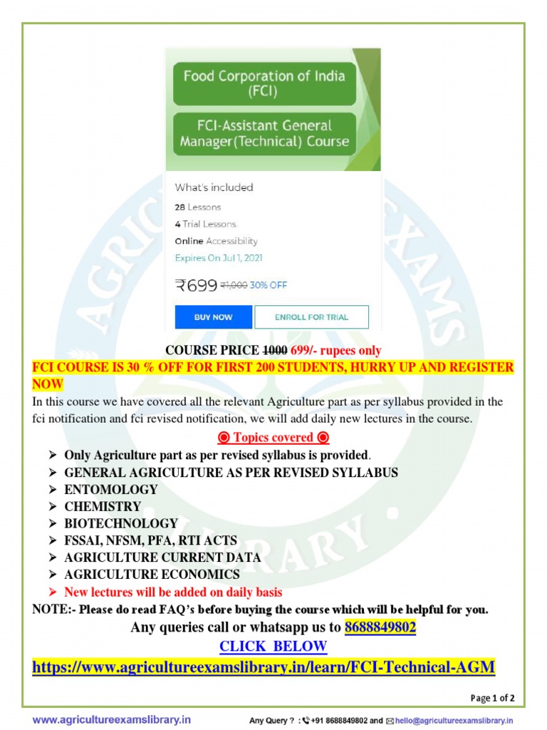 Fci - Pfa Act 1954, Fssai | PDF