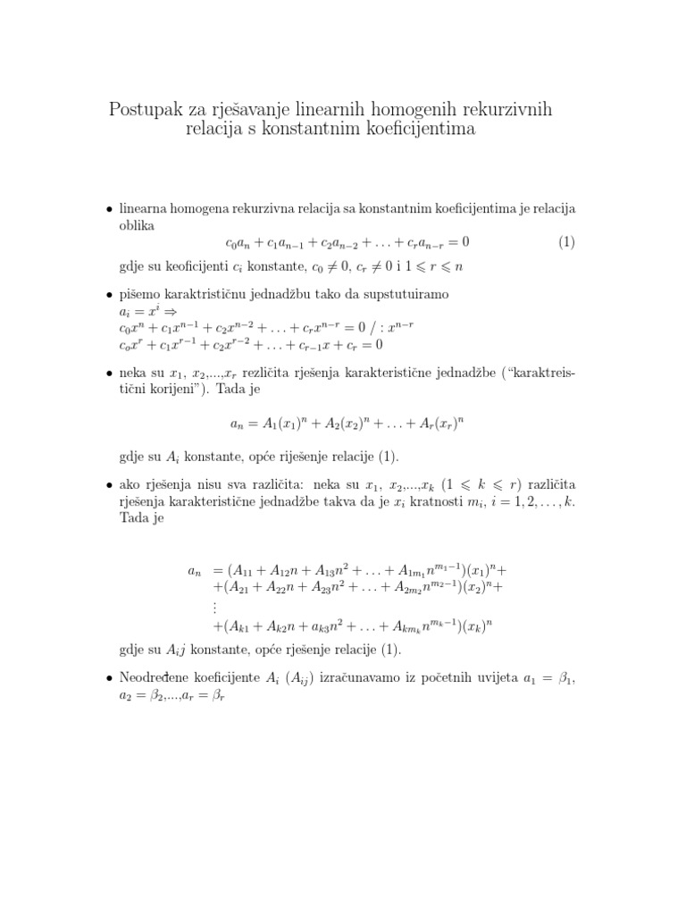 Rekurzije Postupak | PDF