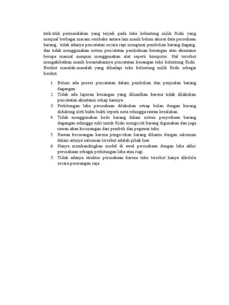 Pembukuan Manual Toko Sembako Riski | PDF