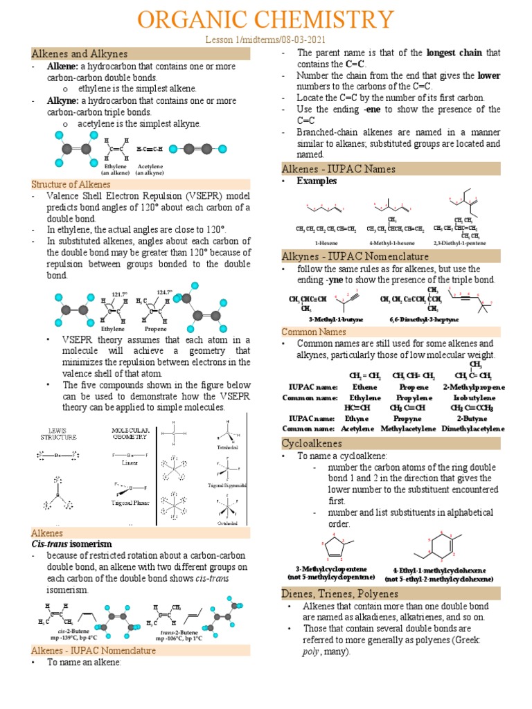Organic Chemistry Lesson on Alkenes, Alkynes, and IUPAC Naming ...